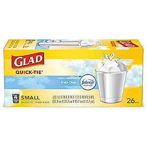 GLAD Small Trash Bags - 4 Gallon Trash Bag for Waste Basket, Gain Fresh Clean Scent, 26 Count (Pack of 6)