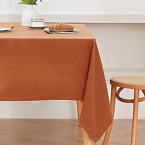 L Linen World Linen Tablecloth 60x90Inch,100% Pure Linen Rustic Tablecloth Rectangular Tablecover,Wedding,Dining,Natural European Flax,Decorative Valentine's Day,Spring,Easter(Rust)