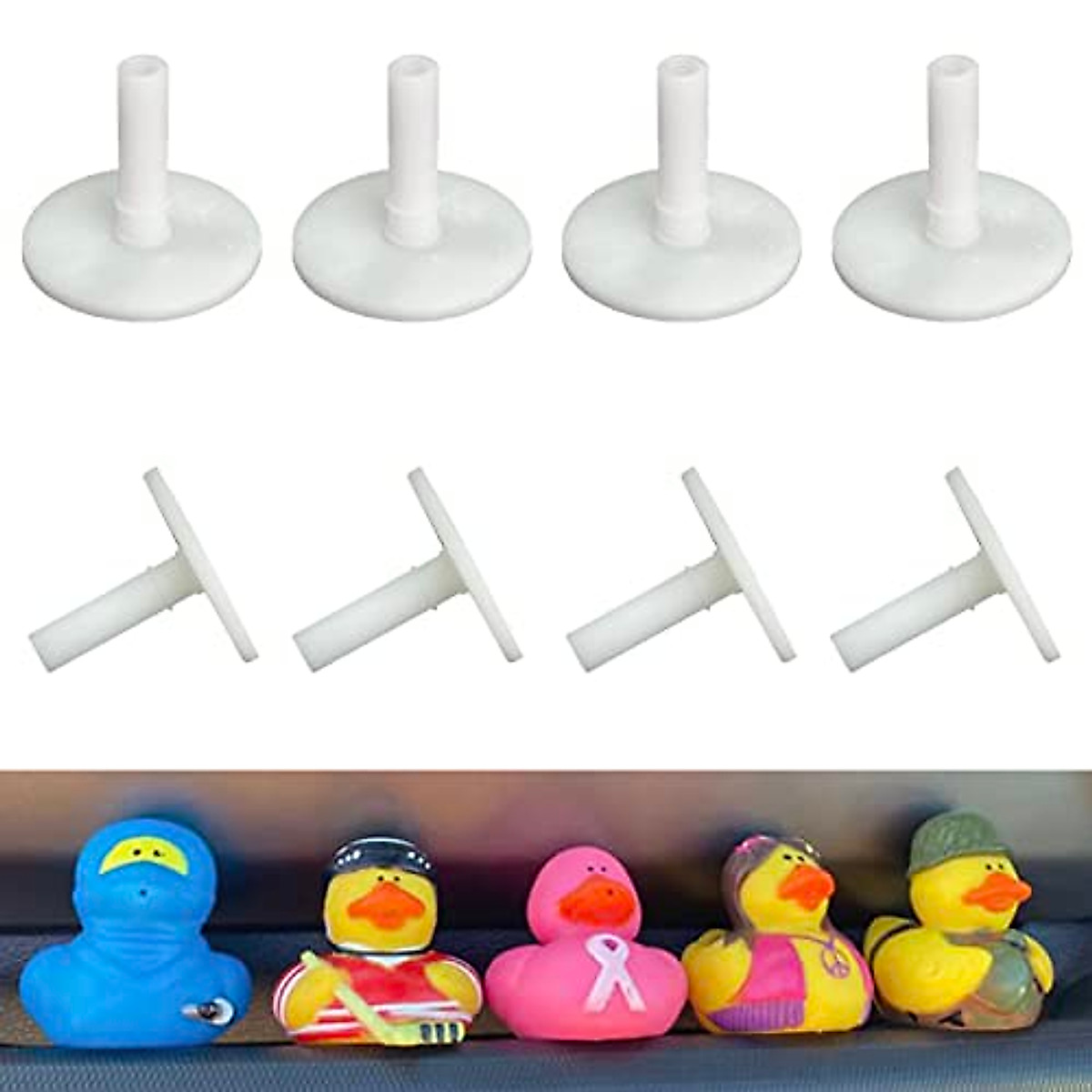 TEYOUYI 8pcs Duck Plug - Rubber Duck Mount,Flock Locker Rubber Duck Holder for Jeep Dash and Fixed Display,Gift for Jeep Lover,White（Excluding Rubber Duck）
