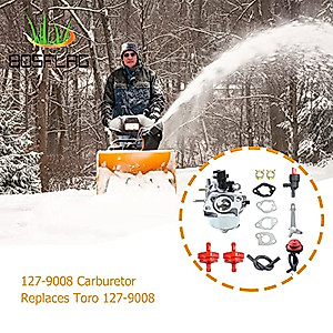 BOSFLAG 127-9008 Carburetor Replaces Toro 127-9008, 127 9008 for Toro Power Clear 721 QZE, 721 R-c, 721 R, 721 E and Ccr 6053 R, Ccr 6053 Es Quick Clear Snowthrowers