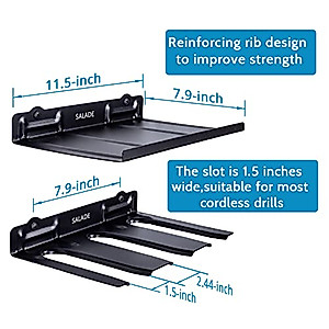 Salade Power Tool Organizer，That 3 Cordless Drills and its Chargers Can be Storaged，Drill Holder Can be Wall Mounted