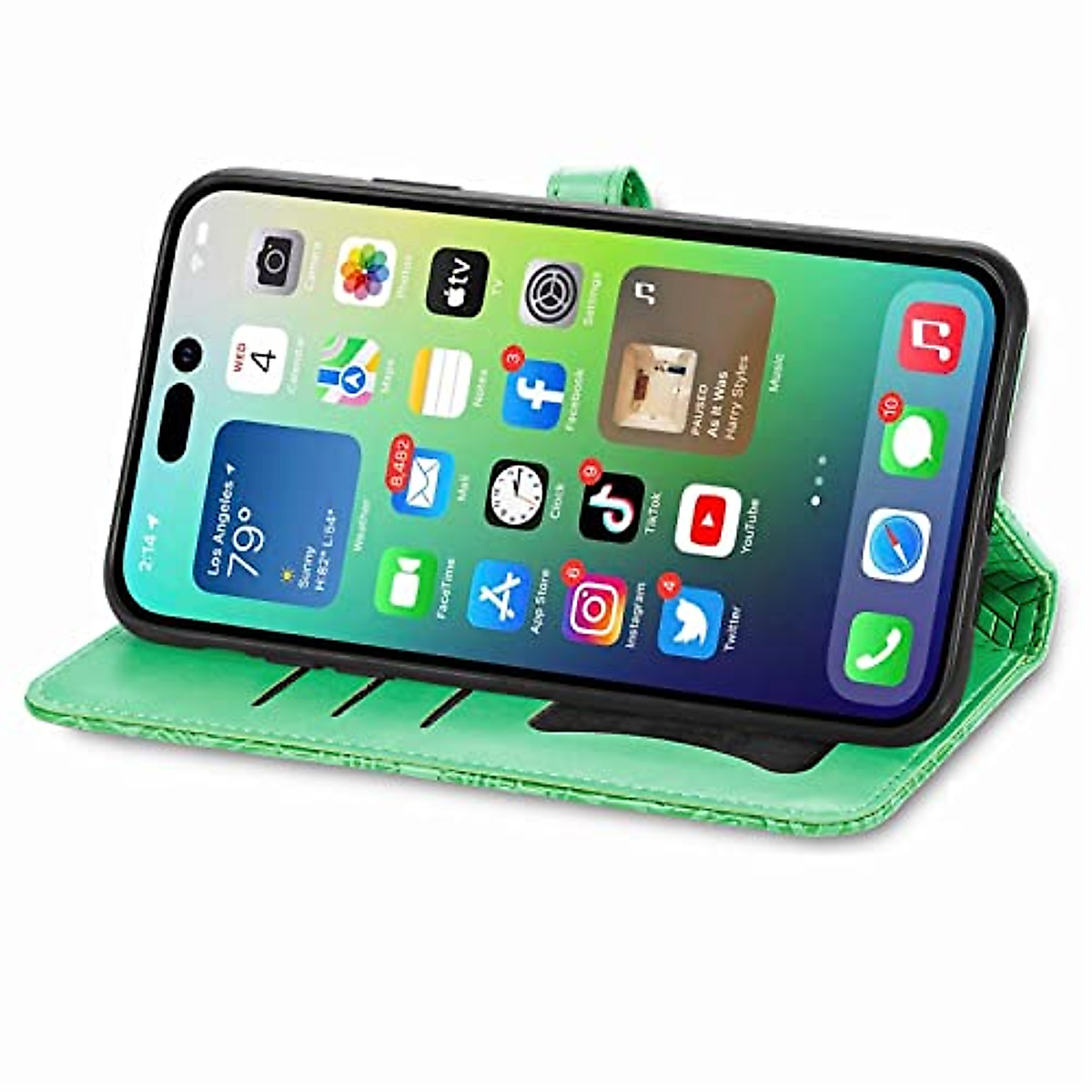 ONV Wallet Case for Oppo Reno 7 SE -1.5M Adjustable Strap Emboss Feather Flip Phone Case Card Slot Magnet Leather Shell Flip Stand Cover for Oppo Reno 7 SE [MZY] -Green