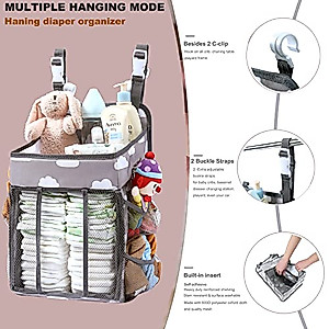 Yoe Gogh Hanging Diaper Caddy Organizer, Changing Table Baby Diaper Organizer with 4-Multi-Use Mesh Pockets, Nursery Storage Stacker for Cribs Playard Bassinet