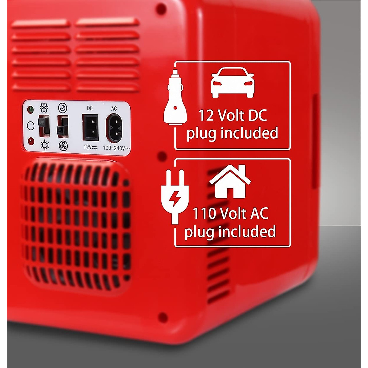 Coca Cola Love 1971 Series Portable 6 Can Thermoelectric Mini Fridge Cooler/Warmer, 4 L/4.2 Quarts Capacity, 12V DC/110V AC for home, dorm, car, Bedroom beverages, snacks, skincare, cosmetics