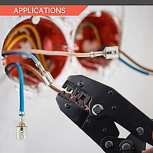 HKS Crimping Tool For Non-Insulated Open Barrel Terminals & Receptacles - Ratcheting Wire Crimpers - AWG 20-10 (0.5-6mm²) U-Shaped- Ratchet Terminal Crimper - Electrical Crimping Tool