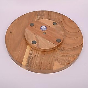EDHAS Round Acacia Wood Cake Stand,Cake Display Server Tray for Kitchen,Birthday Parties,Weddings,Baking Gifts (12" x 12" x 1.75")