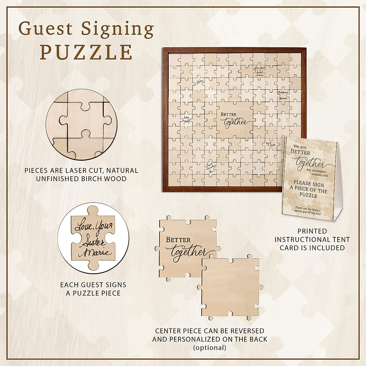 Lillian Rose Puzzle Guest Book for an Alternative Wedding Guestbook, One Size, Clear