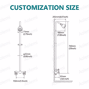 Aolemi Outdoor Shower Kit,Outdoor Shower Fixtures Faucet System with High Pressure Showerhead,2-Handle Exposed Shower with Brass Mix Valve,6 Inch Center,without Soap Dish Matte Black
