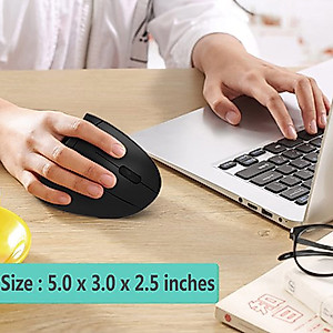 Ergonomic Mouse, Vertical Wireless Mouse - LEKVEY Rechargeable 2.4GHz Optical Vertical Mice : 3 Adjustable DPI 800/1200/1600 Levels 6 Buttons, for Laptop, PC, Computer, Desktop, Notebook etc, Black