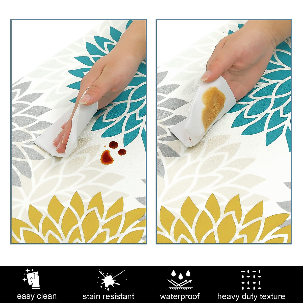 HEBE Anti Fatigue Kitchen Rug Sets 2 Piece Non Slip Kitchen Mats for Floor Cushioned Kitchen Rugs and Mats Waterproof Comfort Standing Mat Runner for Kitchen,Home Office,Sink,Laundry