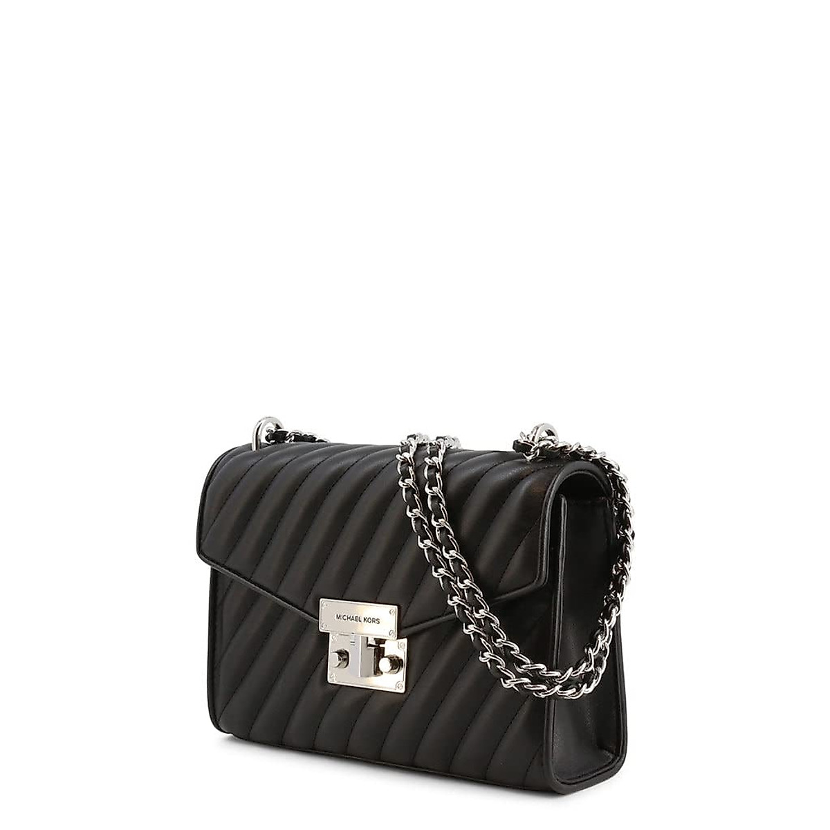 Michael Michael Kors Women's Medium Rose Quilted Leather Flap Bag in Black, Style 35T0SX0L2U