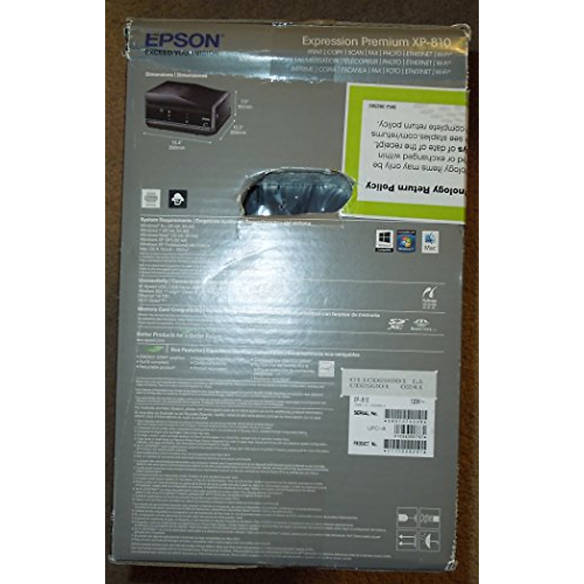 Epson C11CD29201 Expression Premium XP-810 Small Wireless Color Photo Printer with Scanner, Copier and Fax