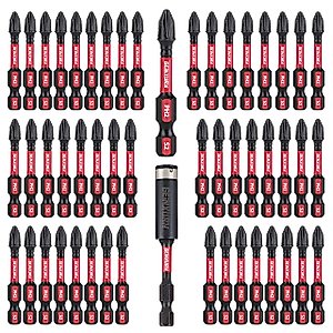 Geinxurn Impact Tough #2 Phillips 2 in. Insert Driver Bits,50Pack PH2 Screwdriver Bits Set with 1Pcs Impact Bit Holder,Bulk