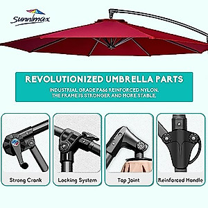 SUNNIMAX Patio Umbrella with base included, 10 FT outdoor offset hanging umbrella for garden, 8 Ribs and UV-Resistant (KHAKI)