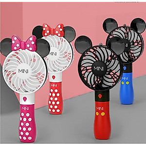 Cute Personal Mini Fan, Handheld & Portable USB Rechargeable Fan with Beautiful LED Light, 3 Adjustable Speeds, Portable Holder, for Indoor Or Outdoor Activities, Cute Mouse
