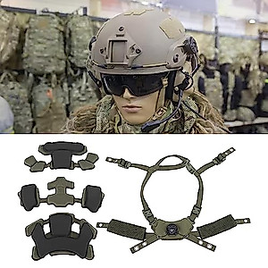 FECAMOS Helmet Pad Kit, Helmet Chin Strap Easy to Install Comfortable Strong Compatibility for Fast for Wendy (Army Green Sponge)