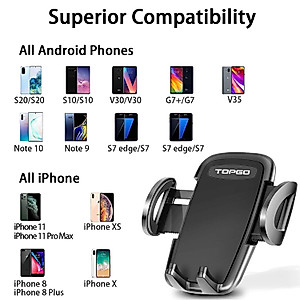 TOPGO Car Cup Holder Phone Mount, Adjustable, Fits iPhone 14 Pro Max/13/xs/11/8plus/6s/samsung Galaxy S10/S9+/S8 Plus/S7 Edge/Note9, Black
