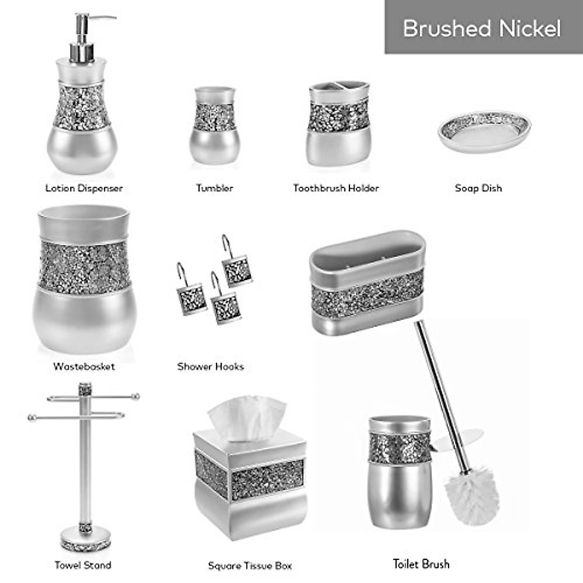 Creative Scents Countertop Towel Stand, Decorative Fingertip Towel Holder, Durable Resin Free Standing Towel Rack, for Elegant Counter Top Bathroom/Shower/Kitchen Decor (Silver)