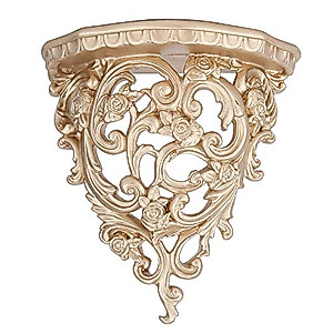 FIYO European Hollow Wall Shelf, Wall Hanging Storage Rack Wall Decoration Wall Shelf Wall Mounted Storage Rack Baroque Style Decorative Shelves Ornament for Living Room