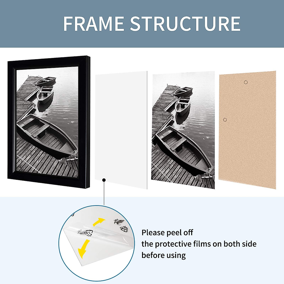 Giverny 8.5x11 Picture Frames, Black Photo Frames for Wall or Tabletop Display, Simple Design Glossy Finish Frame Perfect for Home Decoration, Office, Certificate Frame, Degree Frame