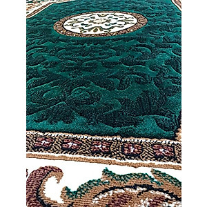 Kingdom Traditional Area Rug Hunter Dark Green Persian Design D123 (8 Feet X 10 Feet)
