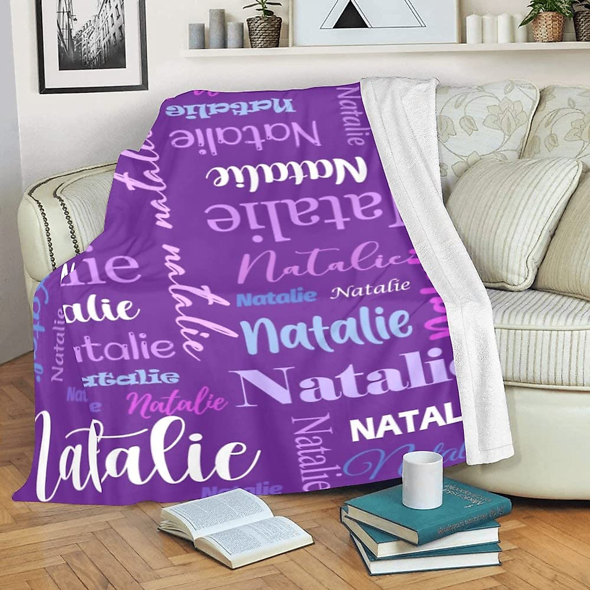 Neniftic Personalized Name Blanket Custom Baby Girl Blanket Kids Baby Blanket Gift Sherpa Fleece Throw Blankets Safe Baby Blankets