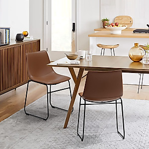 NicBex Retro Side Chair Dining Chair with Metal Legs for Kitchen, Living, Dining Room, Set of 2, (Walnut Color) (A-GE17013-USSU014)