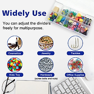 BUSY-CORNER 6 Pack Plastic Organizer Box, Jewelry Storage Container, Clear Organizer Box with Adjustable Dividers for Tape Bead Crafts Art Supply Fishing Tackles Tools