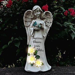 MOOTKA Angel Outdoor Garden Decor Statues, Angel Garden Figurines Outdoor Decoration with Solar LED Lights for Patio, Yard, Porch, Outdoor Decor Lawn Ornament and Gifts for Women