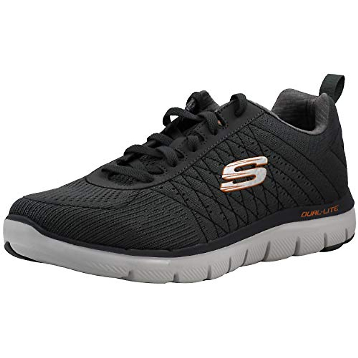 Skechers Men's Flex Advantage 2.0 - The Happs Oxford, Charcoal/Orange, 12 W US