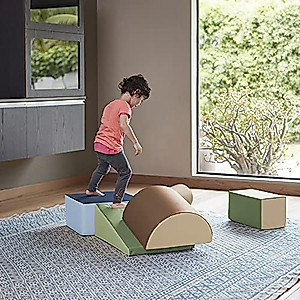 ECR4Kids SoftZone Climb and Crawl Playset, Building Blocks, Earthtone, 5-Piece