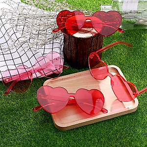 Gejoy 4 Pieces Heart Shaped Sunglasses for Women Men Christmas Valentine's Day Frameless Glasses()