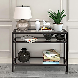 Henn&Hart 42" Wide Rectangular Console Table in Blackened Bronze, Entryway Table, Accent Table for Living Room, Hallway