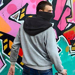 Rogue Hooded Scarf Winter Hat Hood Mask | Outdoor Breathable Face & Neck Gaiter | Cowl Hood | Hood Scarf of Punk Rogue Neck Warmer Hooded Cape Hat With Mask For Halloween Cosplay and Outdoor