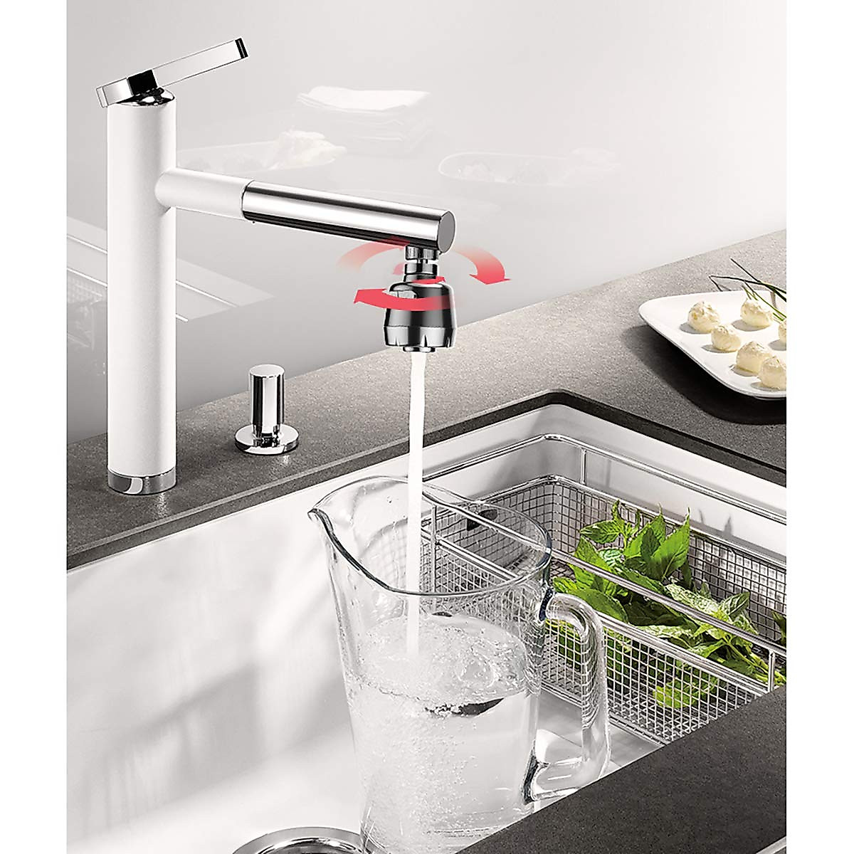 ECYC 360 Rotatable Bent Water Saving Tap Aerator Diffuser Faucet Nozzle Filter Water Swivel Head Kitchen Faucet Adapter Bubbler