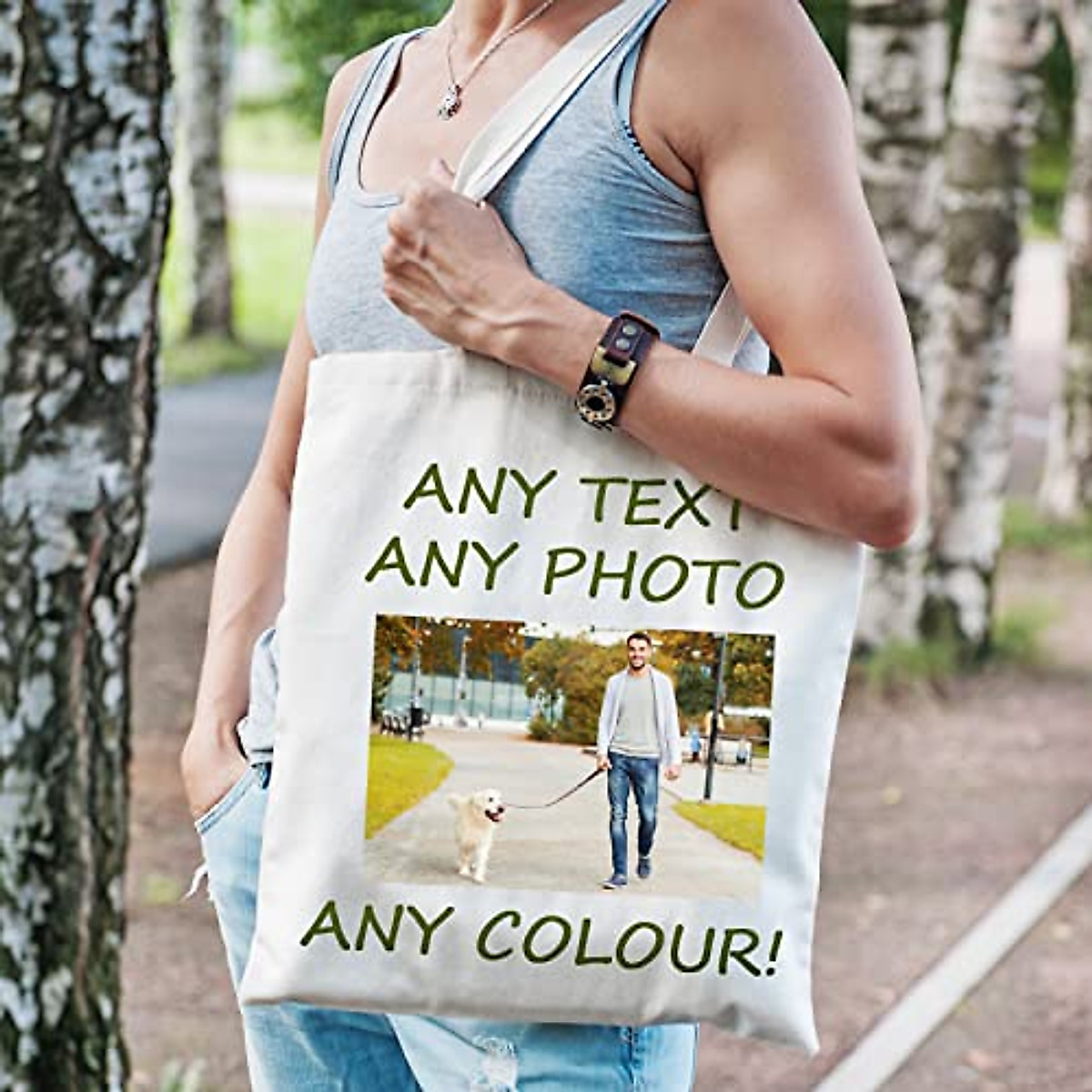 JATEBI Personalized Tote Bag, Canvas Tote Bag With Customizable Pictures and Text double sided, Reusable Grocery Bag,Shopping Bags for Daily Use Gifts…