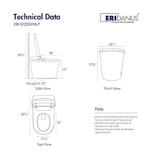 Smart Toilet with Bidet Built in, Eridanus One Piece Bidet Toilet for Bathrooms, Warm Water Wash & Dryer, Foot Sensor Flush, Elongated Heated Seat, Auto Open/Close with Digital Display, White & Black