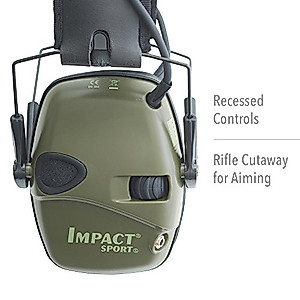 Howard Leight by Honeywell Impact Sport Sound Amplification Electronic Shooting Earmuff, Green