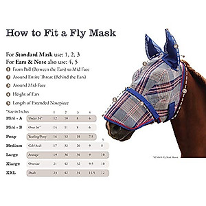 Kensington Fly Mask with Fleece Trim for Horses — Protects Face and Eyes from Flies and Sun Rays While Allowing Full Visibility — Breathable and Non Heat Transferring, Large, Atlantis