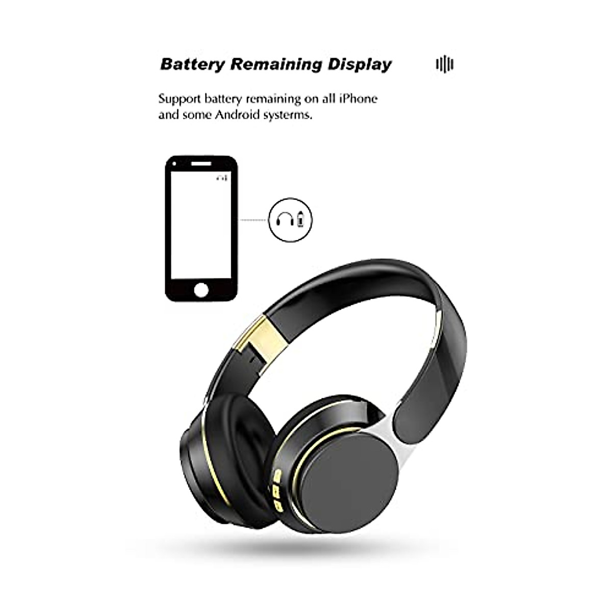 Bluetooth Headphones V5.1 with Mic, Wireless Headsets with Active Noise Canceling, Over-Ear ANC Stereo Headphones for Cell Phones Laptop Computer (Black)