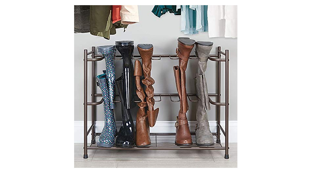 mDesign Boot Storage Rack - Organize 6 Pairs Stylishly