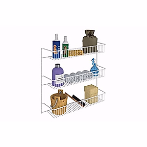ClosetMaid 3-Tier Hanging Wall Mounted Metal Rack for Spices, Shelf Storage, Pantry Organization, Laundry, Kitchen, Bathroom, White, 8022 , 18-Inch Wide
