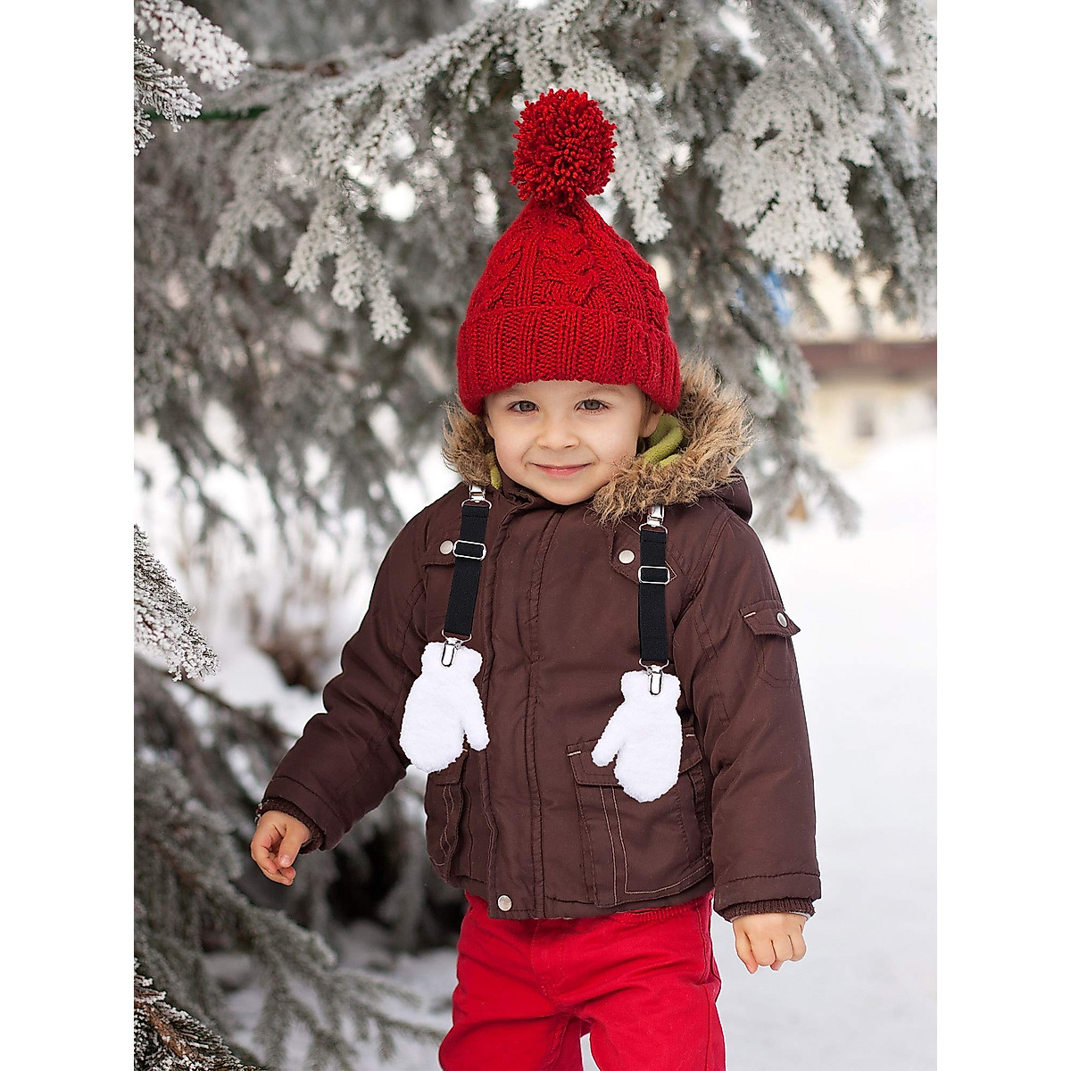 SATINIOR 3 Pairs Toddler Magic Stretch Mittens Little Girls Soft Knit Mitten Baby Boys Winter Knitted Gloves