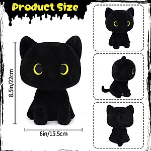 LSYDCARM Black Cat Plush Toy, Cute Black Cat Stuffed Animals Kawaii Black Cat Plushie Doll, Creative Soft Stuffed Cat Plush Toys for Kids Boys Girls Birthday