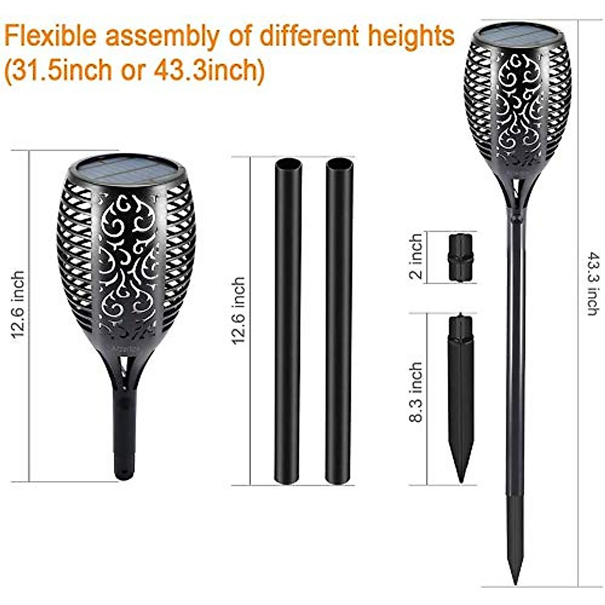 EOYIZW Solar Lights Outdoor Flickering Flame Solar Lantern Outdoor Hanging Decorative Lanterns with Solar Powered Waterproof Decorations for Patio Garden Deck Yard