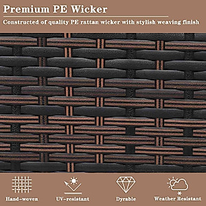 FRITHJILL Wicker Storage Bench with Cushion, Outdoor Patio Rattan Deck Box, 33 Gallon Storage Trunk Organizer Ottoman