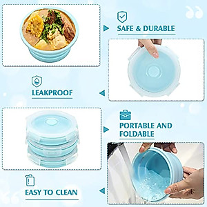 Tanlade 12 Pack Collapsible Bowls with Lids 17oz Collapsible Food Storage Containers Round Lunch Containers Silicone Collapsible Bowls for Camping RV Kitchen Microwave Dishwasher (Pink, Blue)