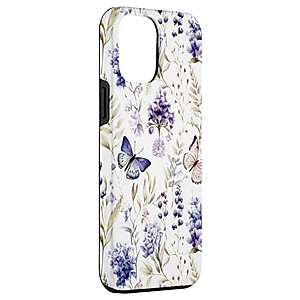 iPhone 14 Pro Max Case Flower Printed Butterfly Cover Protective Cover Phone Case