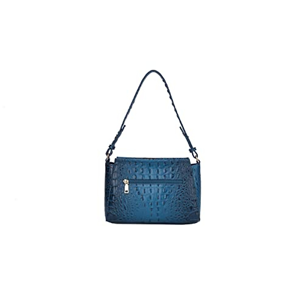 DIOPHY Shoulder Bag Women’s Vegan Leather Crocodile-Embossed Pattern Fashion Shoulder Bag Evening Bag (Navy)
