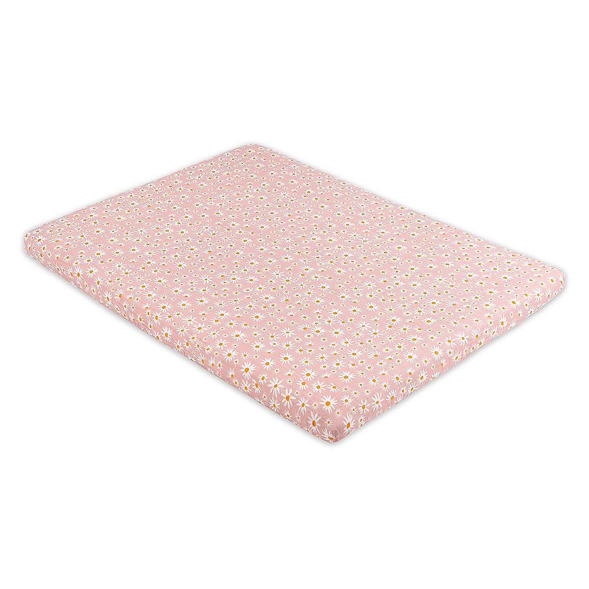 Babyletto 100% Organic Cotton All-Stages Midi Crib Sheet, GOTS-Certified, Fitted 360°, Ultra-Soft and Breathable Muslin - Daisy